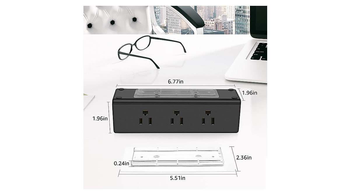 13 in 1 Under Desk Power Strip with USB Charging - Surge Protector