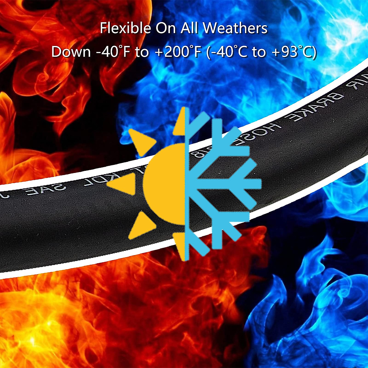 Voilamart 15Ft 3 in 1 ABS Air Power Line Hose Wrap Airline Air Line Wrap 7 Way Electrical Cable Air Lines with Emergency Glad Hand for Semi Truck Trailer Tractor