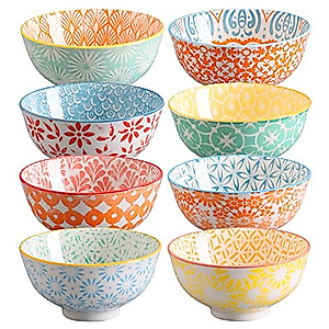 FERAHI Ceramic Bowls, 10 Oz Small Bowls, Set of 8 Ice Cream Bowls, Dessert Bowls, Cereal Bowls for Salsa, Rice, Sauce, Side Dishes, Snack, Condiment, 4.75 Inch-Microwave Dishwasher Safe