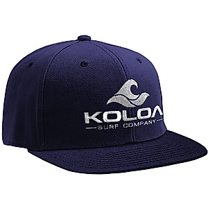Joe's USA Koloa Surf-Classic Wave Logo Solid Snapback Hats-Navy/with White
