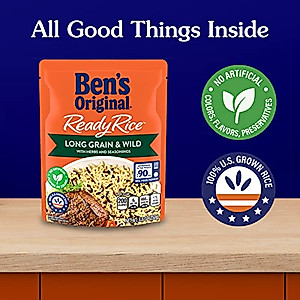 BEN'S ORIGINAL Ready Rice Long Grain and Wild Flavored Rice, Easy Dinner Side, 8.8 OZ Pouch (Pack of 6)