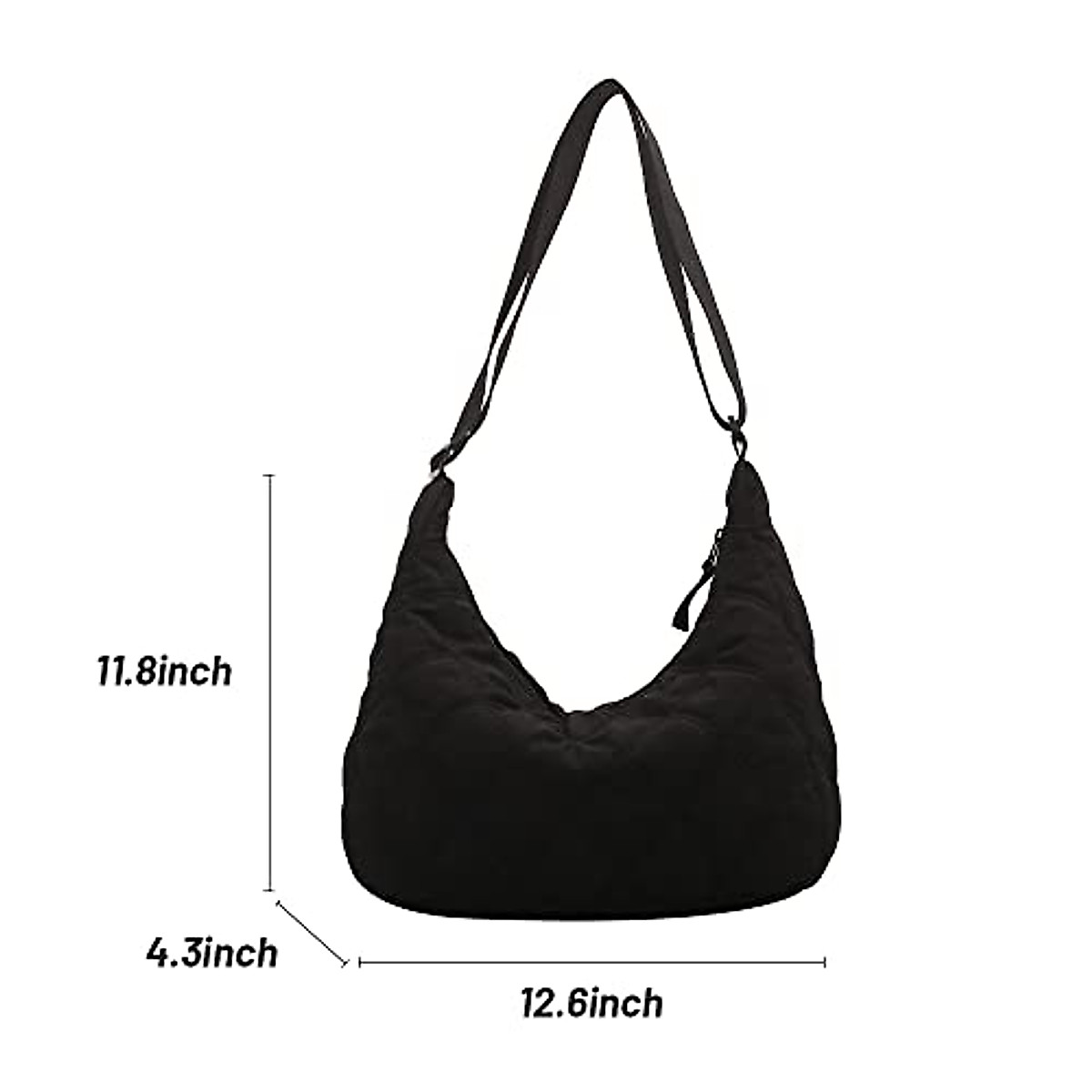 Women Hobo Shoulder Bag Puffer Small Tote Crossbody Bag Purse Cotton Handmade Bags Handbag with Zipper School Work Travel Black