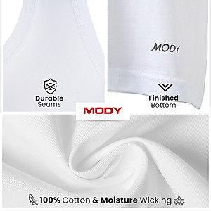 Mody Tank Tops Men Undershirts, Cotton Mens Tank Top, Breathable Men Undershirts, Ultra Soft Men's Tank Tops Pack 2 White