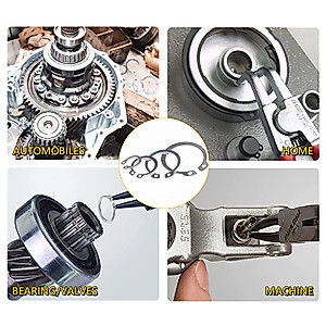 Elantek 330Pcs 15-Size Metric 304 Stainless Steel External Retaining C-Clips Rings/External Circlip Snap Retaining Clip Ring Assortment Kit - 4mm to 28mm