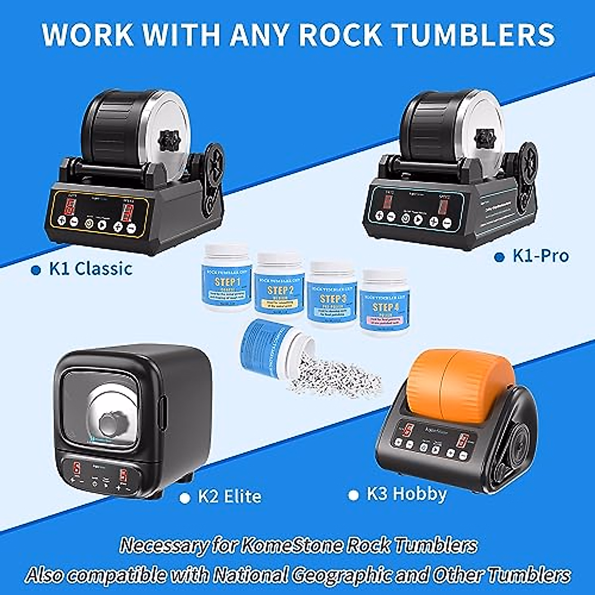 KomeStone Rock Tumbler Grits Kit, 4 Lbs, Polishing Grits & Ceramic Pellets Kit, Polish up to 25 Lbs Rocks, Compatible with Any Rocks & Rock Tumlers & Stone Polishers