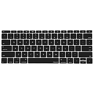 MOSISO Silicone Keyboard Cover Protective Skin Compatible with MacBook Pro 13 inch 2017 2016 Release A1708 Without Touch Bar & Compatible with MacBook 12 inch A1534, Black