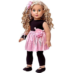- Showtime - 5 Piece Outfit - Black Unitard, Pink Tutu Skirt, Ballet Slippers, Corsage, Hairpiece - Clothes Fits 18 Inch Doll (Doll Not Included)