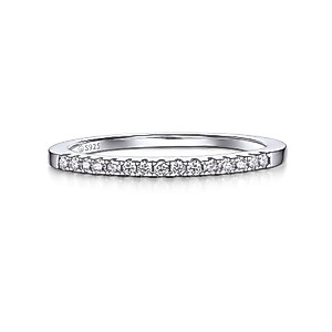 MomentWish Wedding Bands for Women, Moissanite Engagement Ring, Simulated Diamond Wedding Ring S925 Sterling Silver Eternity Rings-Size7