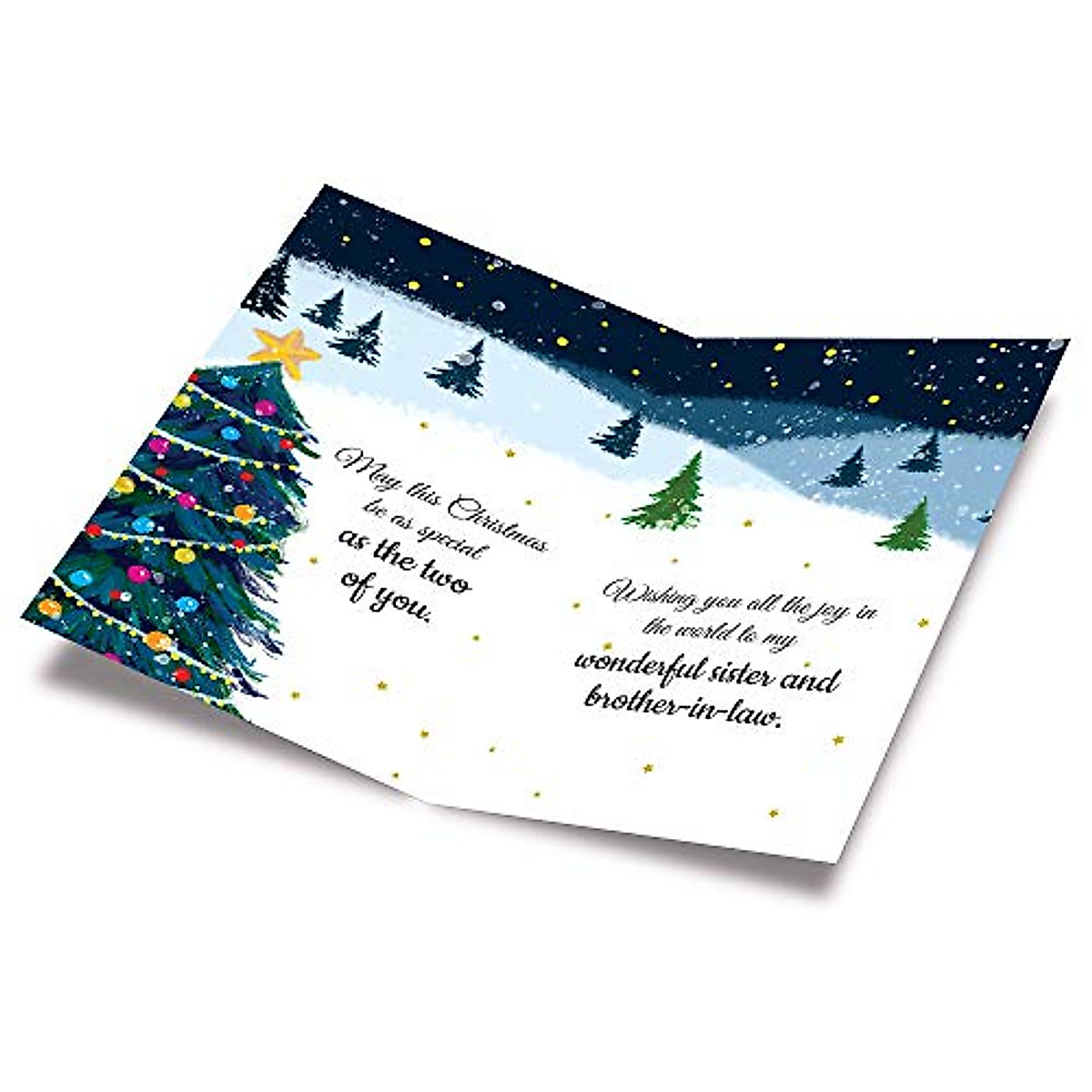 Christmas Card Sister and Brother In Law (Husband), Prime Greetings, Made in America, Eco-Friendly, Thick Card Stock with Premium Envelope 5in x 7.75in, Packaged in Protective Mailer