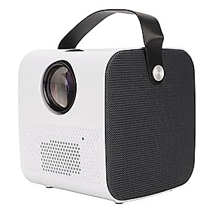 Projector, 150LM Built in Speaker Noise Cancellation Movie Projector 30‑120 Inch Portable with Remote Control for Home for Windows 10 (US Plug)