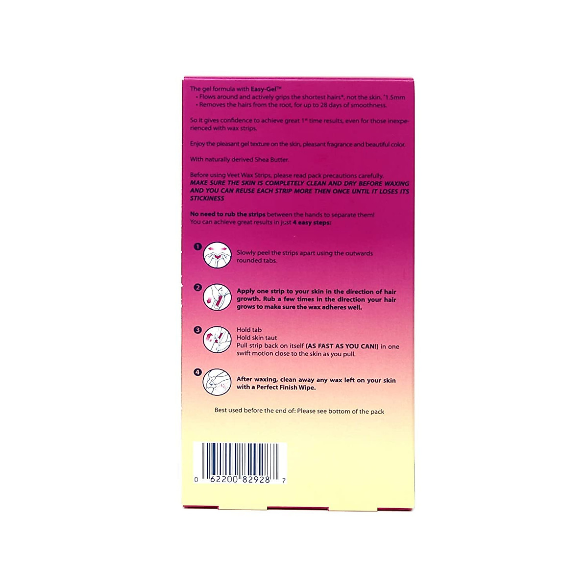 Veet Leg and Body Hair Remover Cold Wax Strips, 40 ct (Pack of 3)