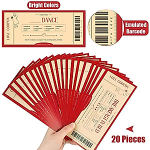 Zonon 20 Pieces Valentine‘s Day Love Coupon Cards for Sweet Couple, Husband, Wife, Boyfriend or Girlfriend Romantic Gift for Wedding, Anniversary or Birthday, 20 Designs(Red and Light Brown)