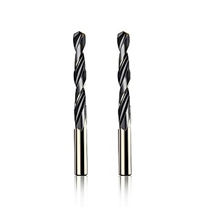 Aopin 2pcs HSS 9/16" Inch (14mm) Metric Gold Cobalt Titanium High Speed Steel Twist Drill Bit,Suitable for Cast Iron,Stainless Steel,Copper, Wood,Plastic,Other Material Products