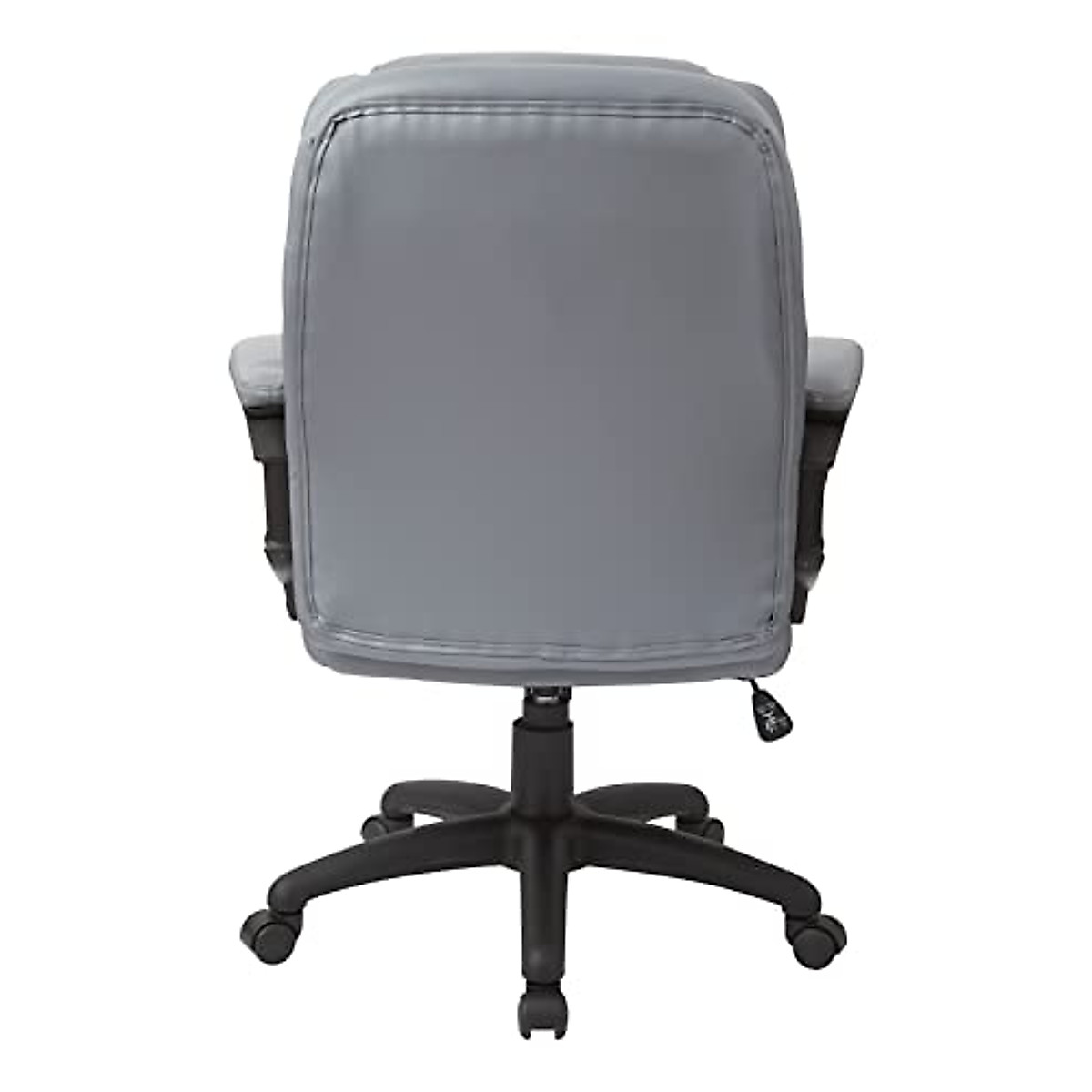 Office Star FL Series Faux Leather Manager's Adjustable Office Chair with Lumbar Support and Padded Arms, Charcoal Grey