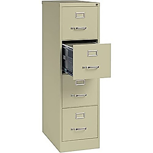 Pemberly Row 25" Deep 4 Drawer Letter File Cabinet in Putty, Fully Assembled