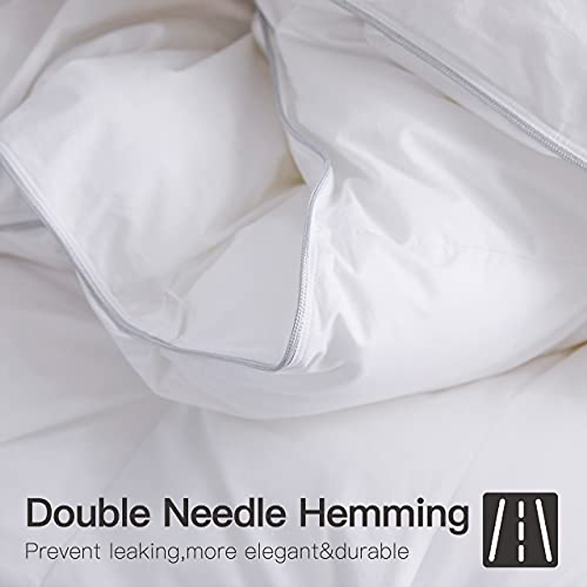 Alanzimo Luxurious 50% White Goose Down Comforter Duvet Inserts Queen Size All Season - Medium Warmth Ultra Soft 750 Fill Power White Bedding Comforter with 8 Tabs - 90x90 Pinch Pleat Design