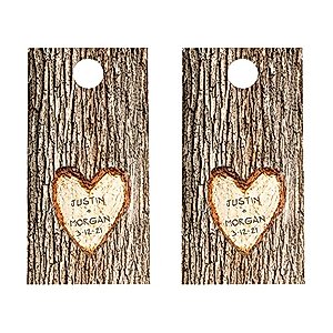 Couples Cornhole Board Wraps #419 - Personalized Couple Name Graphic Decals - Includes Application Squeegee - Set of (2) 25" x 49" Wraps with Gloss Laminate