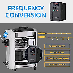 GSEICE Commercial Ice Cream Maker Mchine, 7 Inch LCD Touch Screen 4.2 to 4.7 Gal/H Soft Serve Machine with Pre-cooling frequency conversion, Soft Serve Ice Cream Maker With 1.6 Gal Tank,9 Magic Heads