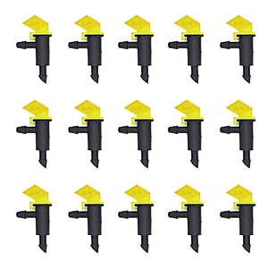 Lxcom Lighting 100 Pack 1/2 GPH（2 L/H） Flag Dripper Emitter Drip Emitters 2 L/H Irrigation Emitter Sprinkler Drippers System Parts Connect 4mm/7mm Hose for Lawn Vegetables Garden (Yellow)