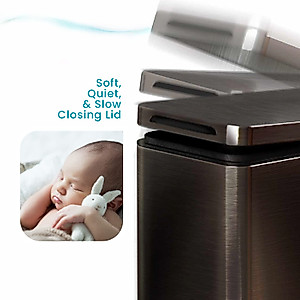 Home Zone Living 12 Gallon Slim Kitchen Trash Can, Stainless Steel, Step Pedal, 45 Liter