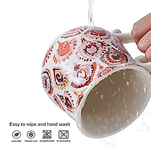 Taimei Teatime Ceramic Coffee Mug with Big Handle, 18.5 Oz Large Coffee Mugs for Women, Stoneware Coffee Mugs for Latte, cappuccino, Tea, Coffee Mugs Dishwasher & Microwave Safe, Set of 2