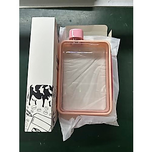 MoChic Flat Water Bottle Travel Flask Portable Travel Mug BPA Free A5 Water Bottle for Sports Camping Gym Fitness Outdoor 13oz Fit in Any Bag (Pink)…