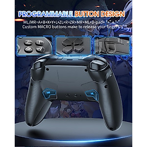 Wireless Switch Pro Controller, Bluetooth Controller Compatible for Switch/Lite/OLED/PC/IOS/Android/iPhone/Phone/Steam/Mac/iPad/TV,Support Macro Programmable/6-Axis/Wakeup/Turbo/Vibration Screenshot (HD-6500 Black)
