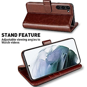 MONASAY Wallet Case for Galaxy S23+Plus 5G,[RFID Blocking] Flip Folio Leather Cell Phone Cover with Credit Card Holder for Samsung Galaxy S23+Plus 5G 6.6 inch, Brown