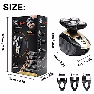 5-in-1 Electric Razor for Men - Head Shaver for Wet Dry Skull Bald Head - Rechargeable Rotary Shavers Cordless Grooming Kit with Beard, Nose, Ear, Body Hair Trimmer, Face Cleaning Brush Gifts for Men
