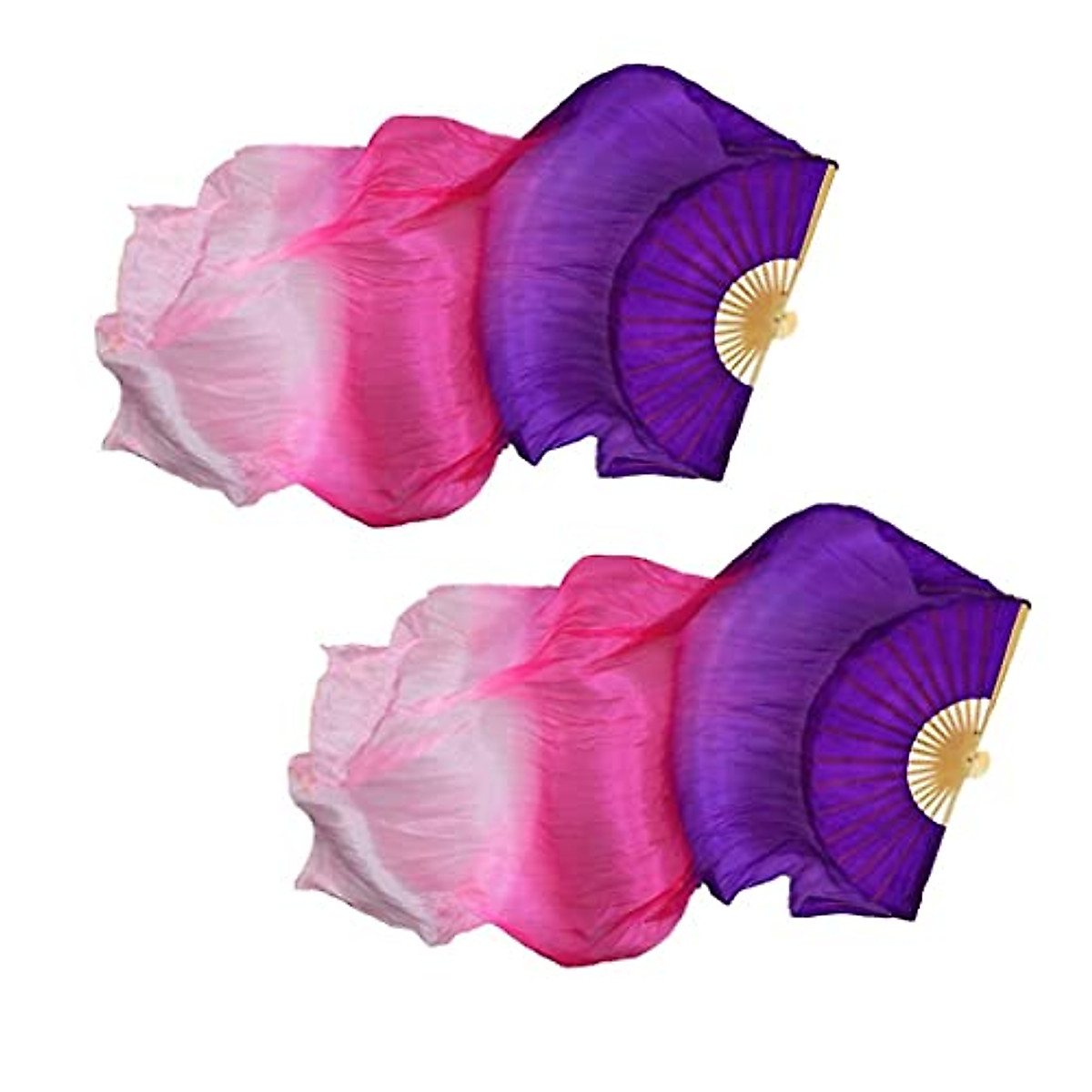 RAZZUM Belly Dance Fan Gradient Fan for Hand Props Fan (Color : Purple+Rosy+White, Size : 180cm)