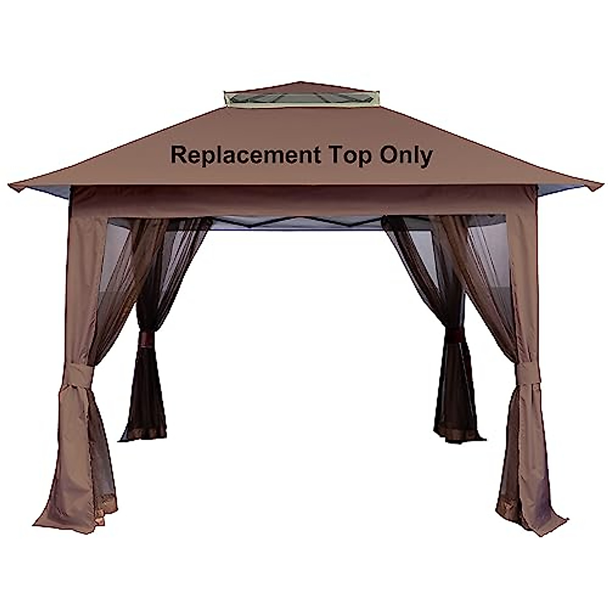 SCOCANOPY Top for 11'x11' and 12'x12' Pop Up Gazebo Canopy Frame,Canopy Frame and Netting Not Included, (Brown)