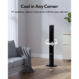 NIUVUIN Tower Fan, 45-Inch Oscillating Fan with Remote, 8 Speed Settings & 4 Modes, Bladeless Fans with Night Light, LED Display, 12 H Timer, Low Noise for Bedroom Living Room Home Office