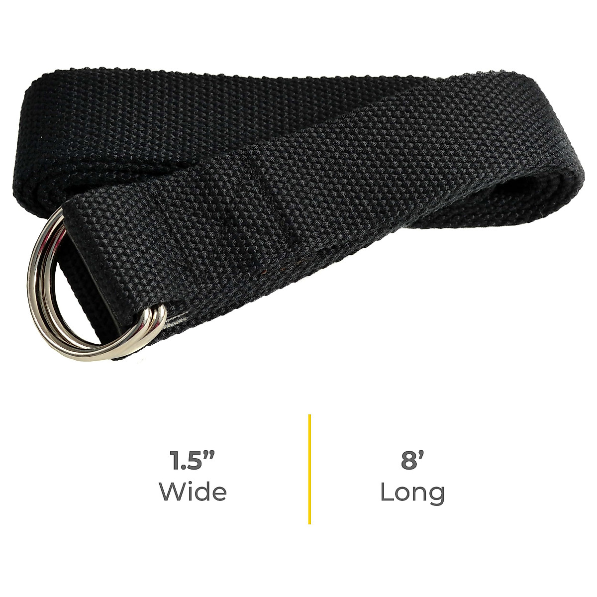 Sunshine Yoga 10-Pack Yoga Strap, 8-Foot Yoga Straps With Anti-Slip D-Ring Buckle, Adjustable Leg Stretching Strap for Muscle and Hamstring Stretch, Exercise Strap for Schools and Studios, Black