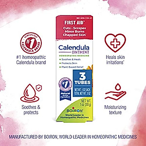 Boiron Calendula Ointment for Relief from Minor Burns, Cuts, Scrapes, and Insect Bites - 3 oz (3 Pack of 1 oz)