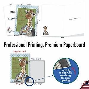 NobleWorks - 1 Funny Animal Birthday Card with Envelope - Cute Card for Birthdays - Giraffe Nose C3642BDG