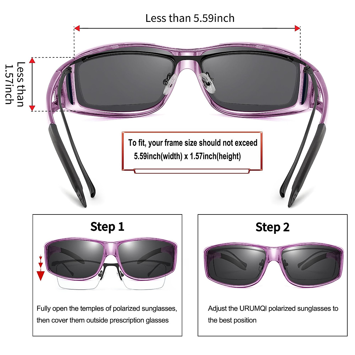 URUMQI Sunglasses Fit Over Glasses, Polarized 100% UV Protection Wrap-around Sunglasses for Men & Women Driving