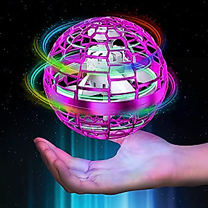 PITKLG Flying Ball Toys 2023 Upgraded Hand Controlled Flying Orb Magic Ball RGB Led Lights Boomerang Spinner 360°Rotating Soaring UFO Mini Orb Drone Flying Toy Safe for Kids Adults(Purple)