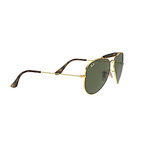 Ray-Ban RB3029 Outdoorsman II Aviator Sunglasses, Gold/G-15 Green, 62 mm