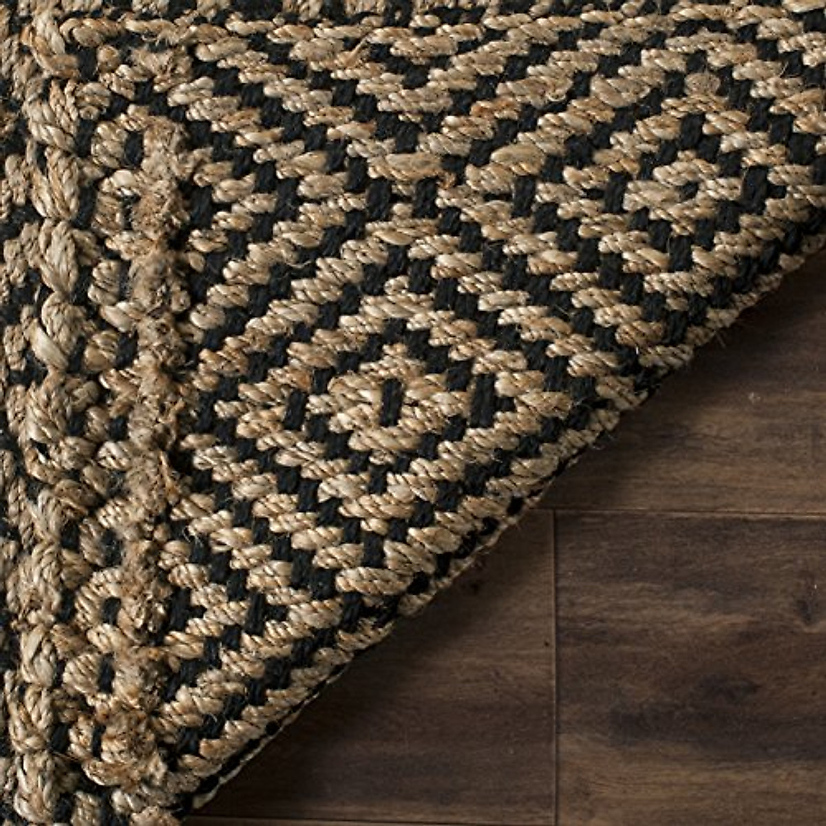 SAFAVIEH Natural Fiber Collection 2'3" x 8' Black NF181C Handmade Premium Jute Runner Rug