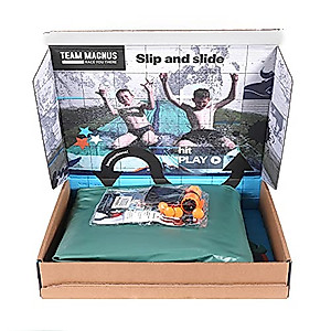 TEAM MAGNUS 18ft XL Slip and Slide - Heavy Duty Inflatable Slide with Central Sprinkler and XL Crash Pad