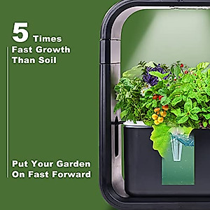 Elevon Hydroponics Growing System, Indoor Garden with LED Grow Light, Plants Germination Kit, Adjustable Height, for Indoor Home Kitchen Office, Black