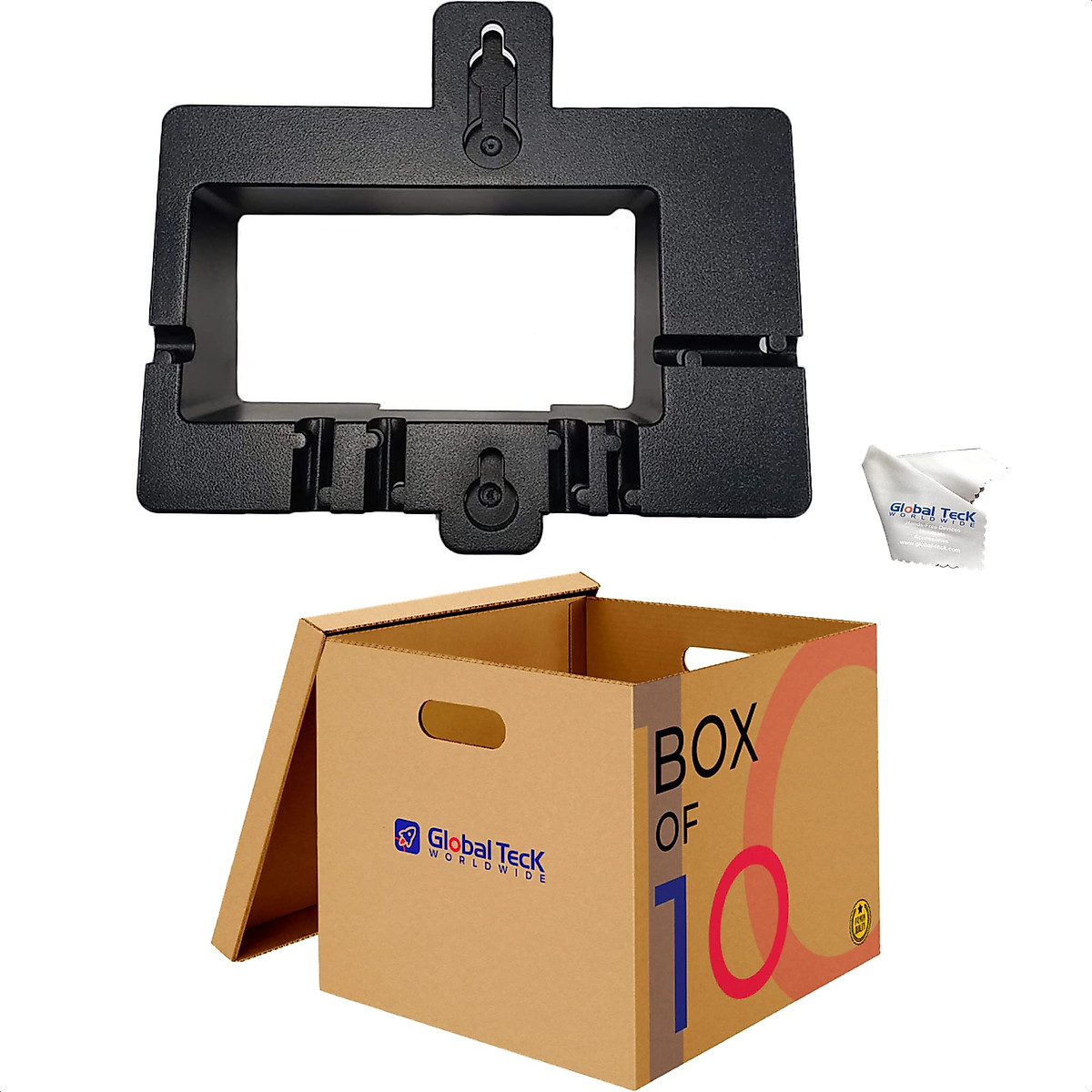 Yealink Wall Mount Bracket (Pack of 10) for Yealink Phones T40P, T41P, T42G, T42S with Global Teck Microfiber Cloth