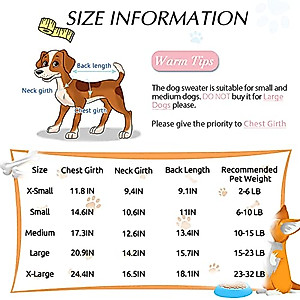 Queenmore Dog Turtleneck Sweater, Classic Cable Knit Cold Weather Thick Sweater for Small Medium Dogs (Pink, S)