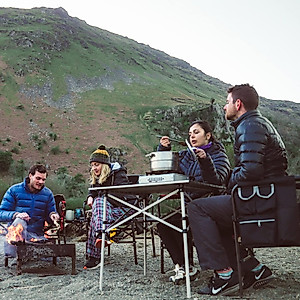 SUNNYFEEL Outdoor Folding Table | Lightweight Compact Aluminum Camping Table, Roll Up Top 4 People Portable Camp Square Tables with Carry Bag for Picnic/Cooking/Beach/Travel/BBQ