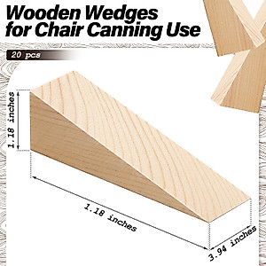 Treela Wooden Wedges for Chair Caning Supplies Wood Wedge Non Slip Wood Door Wedge Tool Triangle Wood Block for Chair Caning Door Stop, 3.94 x 1.18 x 1.18 Inch(10 Pieces)