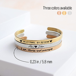 MIA·MIA Personalized Bracelets for Women, Custom Inspirational Engraved Names, Dates & Messages Cuff Bangles
