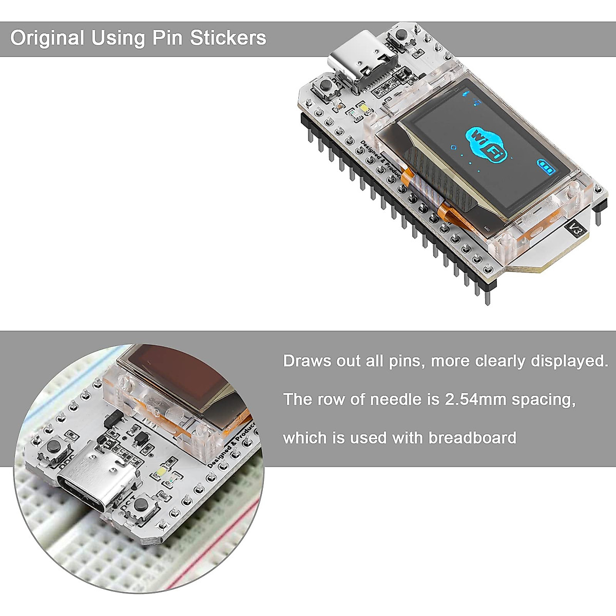 MakerFocus ESP32 OLED WiFi Kit V3 Integrated WiFi Bluetooth 2.4GHz PCB Antenna CP2102 Development Board with 0.96-inch OLED Display for Arduino Intelligent Scenes