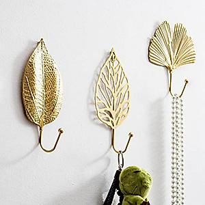 MAGICLULU 7pcs Leaf Shape Metal Hooks Decorative Wall Hooks Iron Key Holder Coat Hanger Purse Hooks Closet Clothes Coat Hat Towel Robes Hook for Kitchen Bathroom Bedroom Office