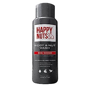 HAPPY NUTS Body and Nut Wash for Men - Big Wood - Natural Men's Shower Gel - Sandalwood Body Wash