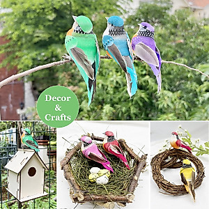 LWINGFLYER 12PCS Artificial Simulation Foam Feather Birds for Crafts Decoration Small Bird Figurines Bird Models Home Decor Tree Ornaments